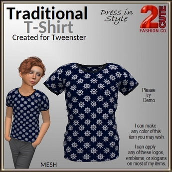 Second Life Marketplace - Traditional T-Shirt [2cute] Helm Print